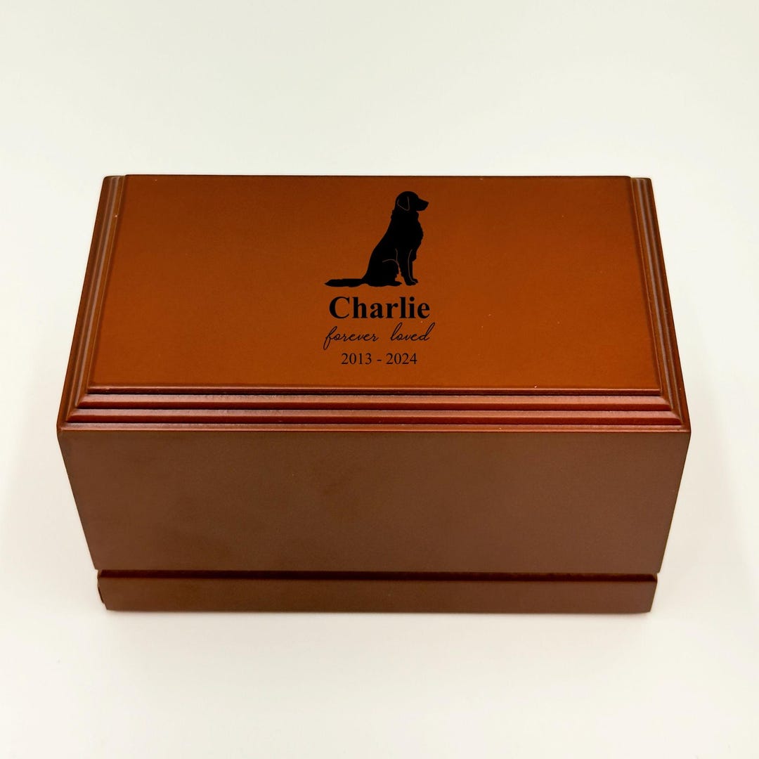 Handmade Wooden Dog Urn, Pet Memorial Box, Custom Ashes Keepsake ...