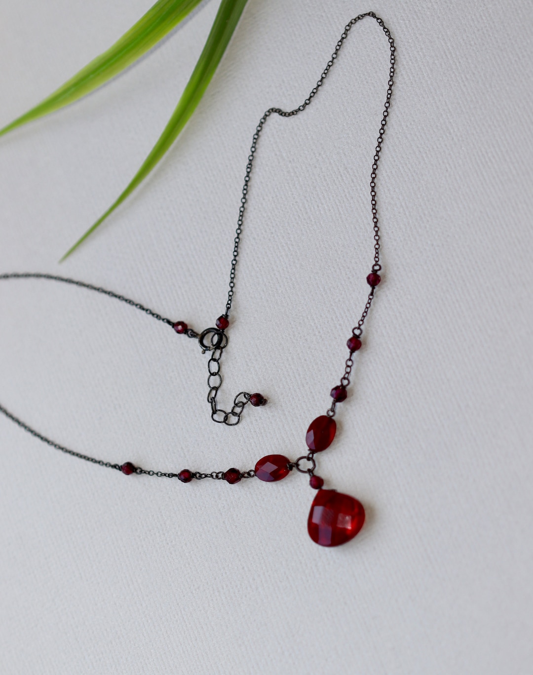 Red Garnet, Black Silver, Goth Jewelry, Vintage Style, Minimalist ...