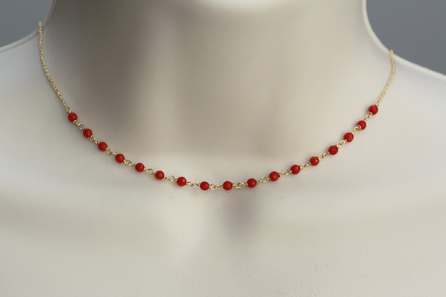 Red Necklace Choker Delicate for Summer Outfit Gift for - Etsy