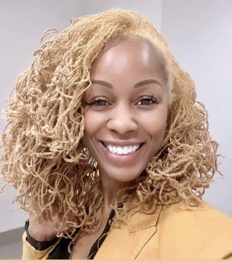 Handmade Human Hair Sisterlocs Extensions: Curly Ends, #613 Blonde ...