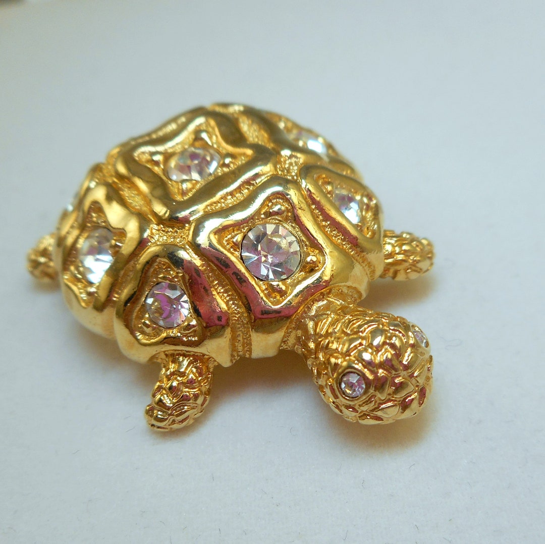 Vintage Swarovski Turtle Pin - Etsy