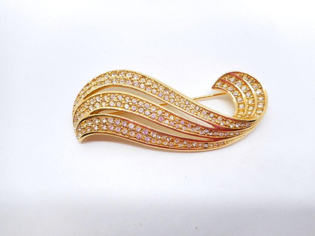 Vintage SWAROVSKI Wave Pin - Etsy