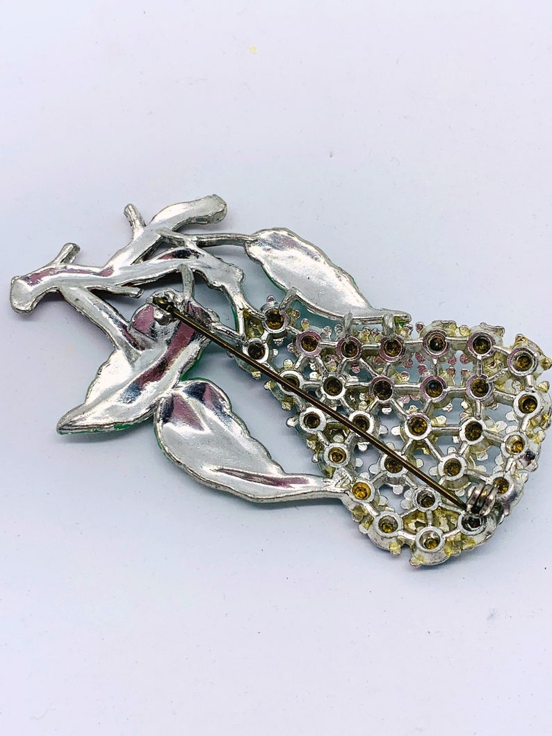 Vintage Turquoise Rhinestone Pear Pin | Etsy