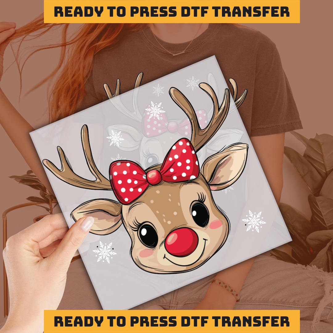 Deer Design DTF Transfer, Deer Xmas Ready to Press, Personalized DTF ...