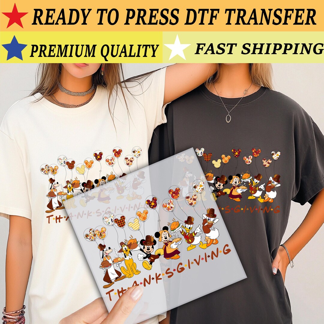 Disney Mickey Mouse & Friends Thanksgiving DTF Transfer, Ready to Press ...