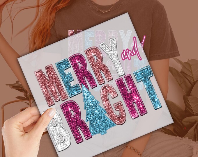 Merry and Bright, Christmas DTF Transfers, Ready to Press, Personalized ...