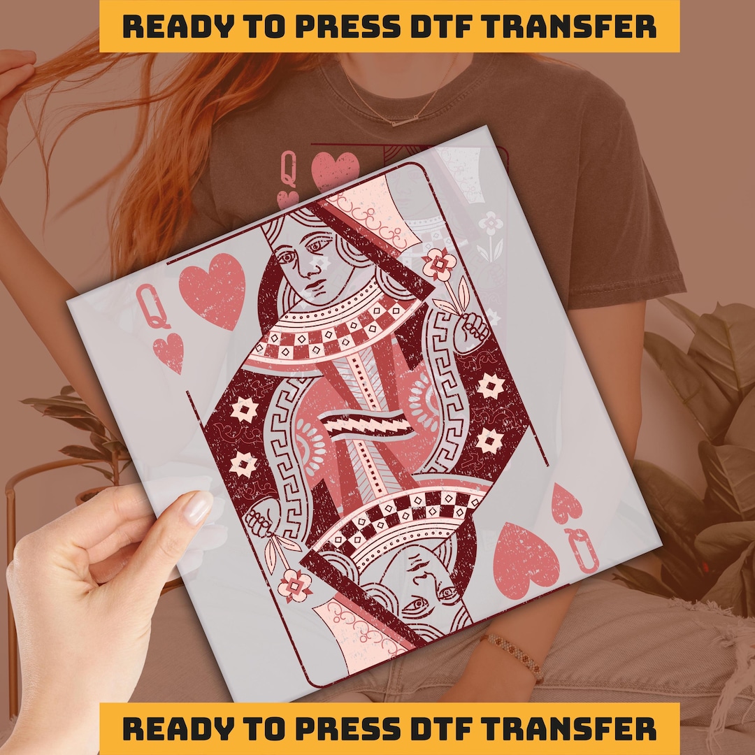 Queen of Hearts DTF Transfer, Retro Valentine Ready to Press, Valentine ...