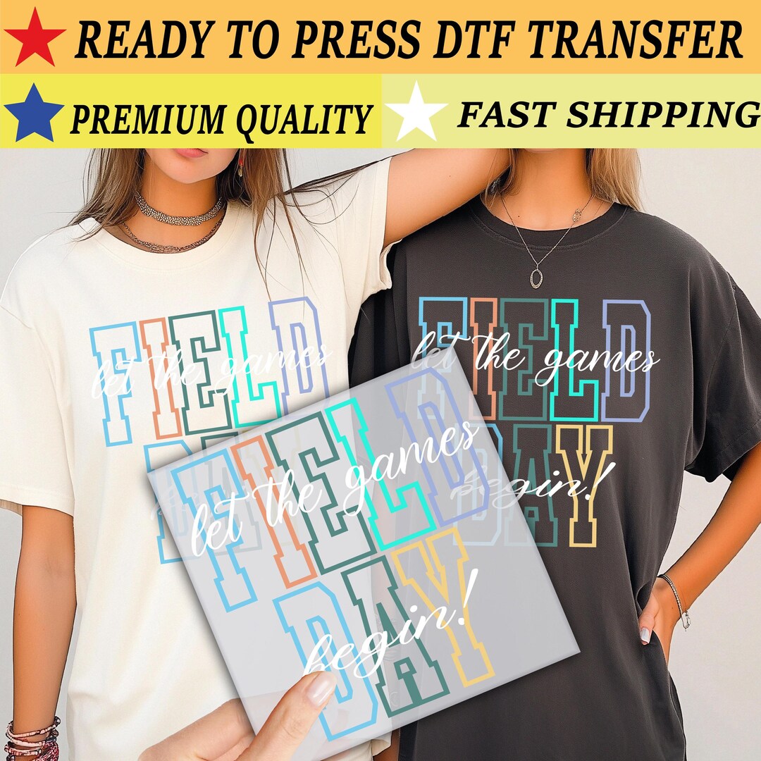 Field Day 2025 DTF Transfer, Let the Games Begin Pastel Retro Lettering ...
