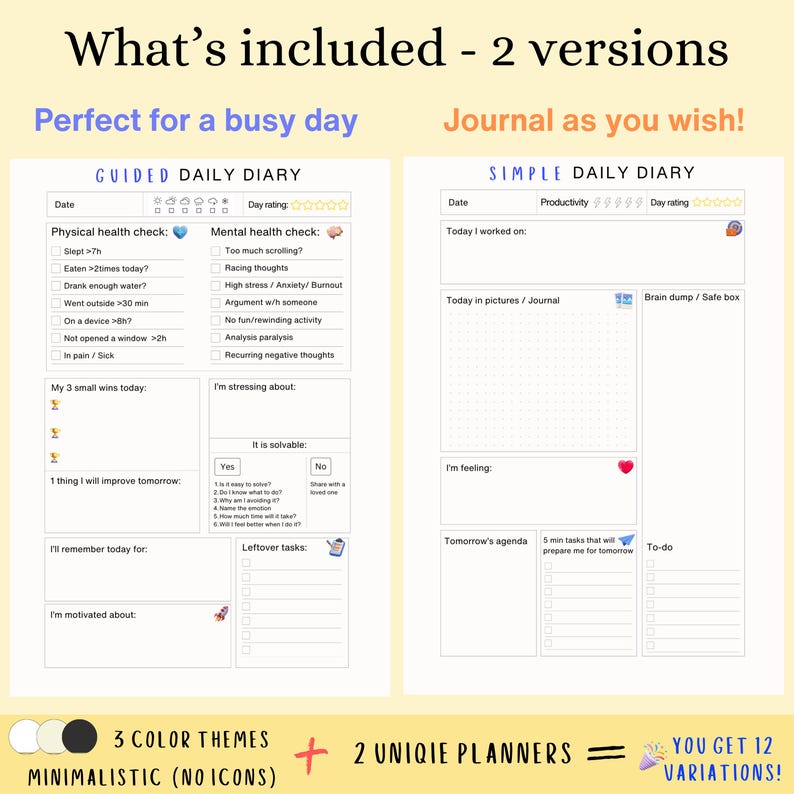 Digital Daily Diary | ADHD Journal 2025 | Goodnotes Minimalist Journal ...