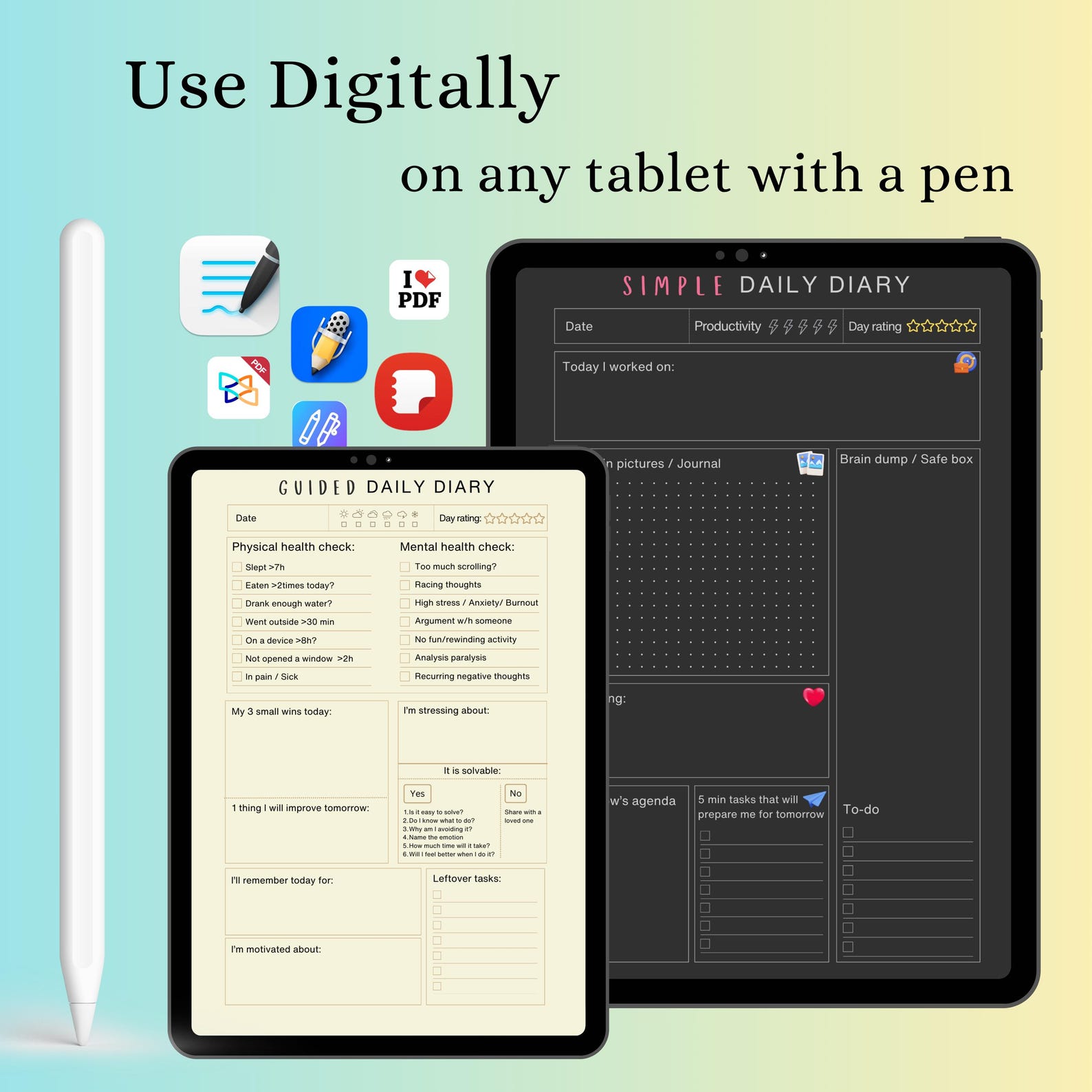Digital Daily Diary | ADHD Journal 2025 | Goodnotes Minimalist Journal ...