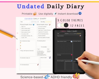 Digital Daily Diary | ADHD Journal 2025 | Goodnotes Minimalist Journal ...
