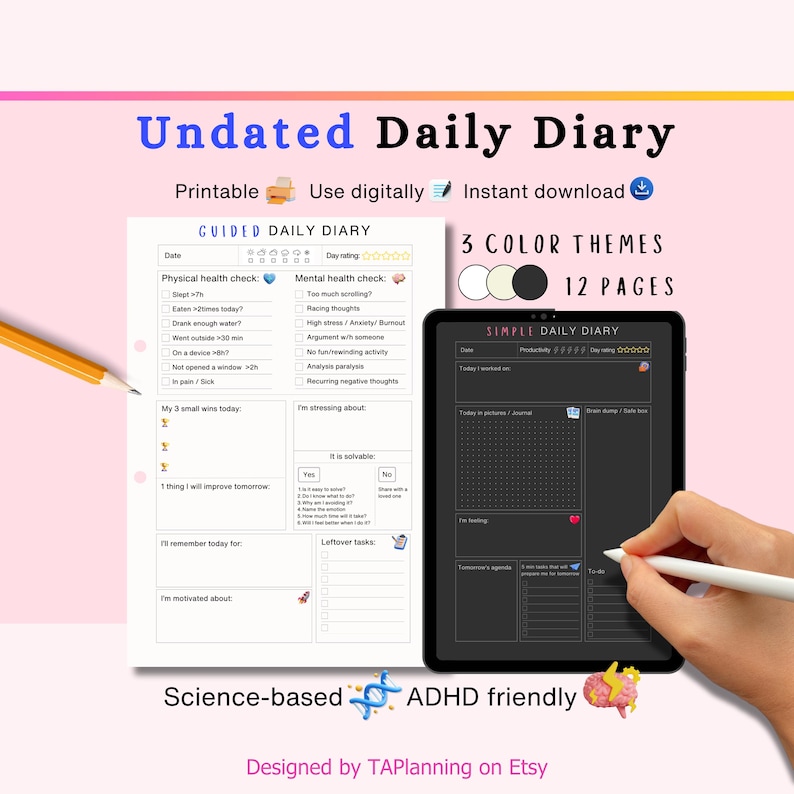 Digital Daily Diary | ADHD Journal 2025 | Goodnotes Minimalist Journal ...