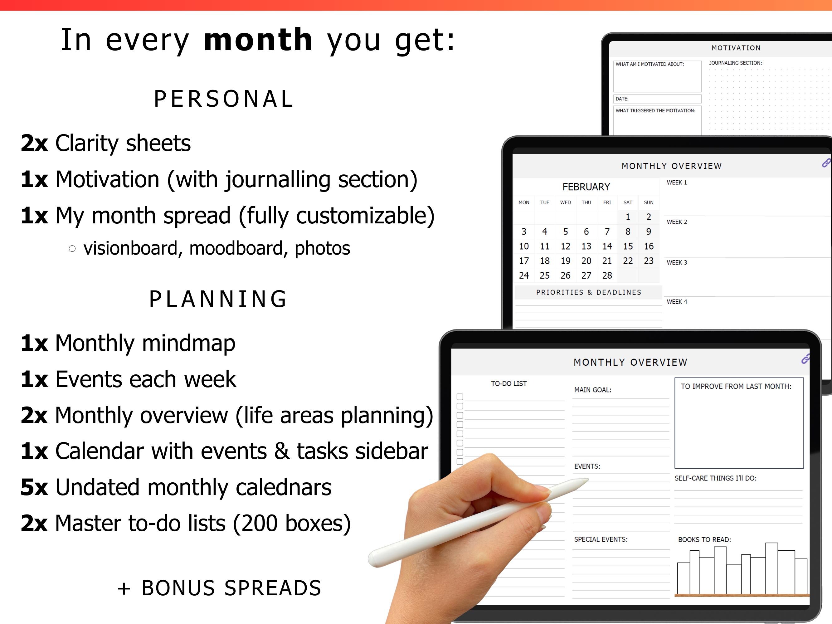 2025 Monthly Digital Planner: Undated, Minimalist (digital Download) - Etsy
