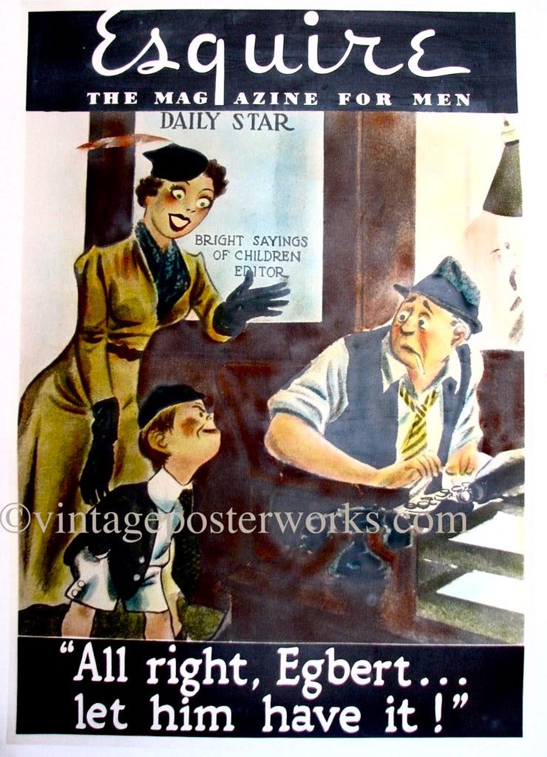 1940's Esquire Magazine Journalist Poster by E. Simms Campbell - Etsy
