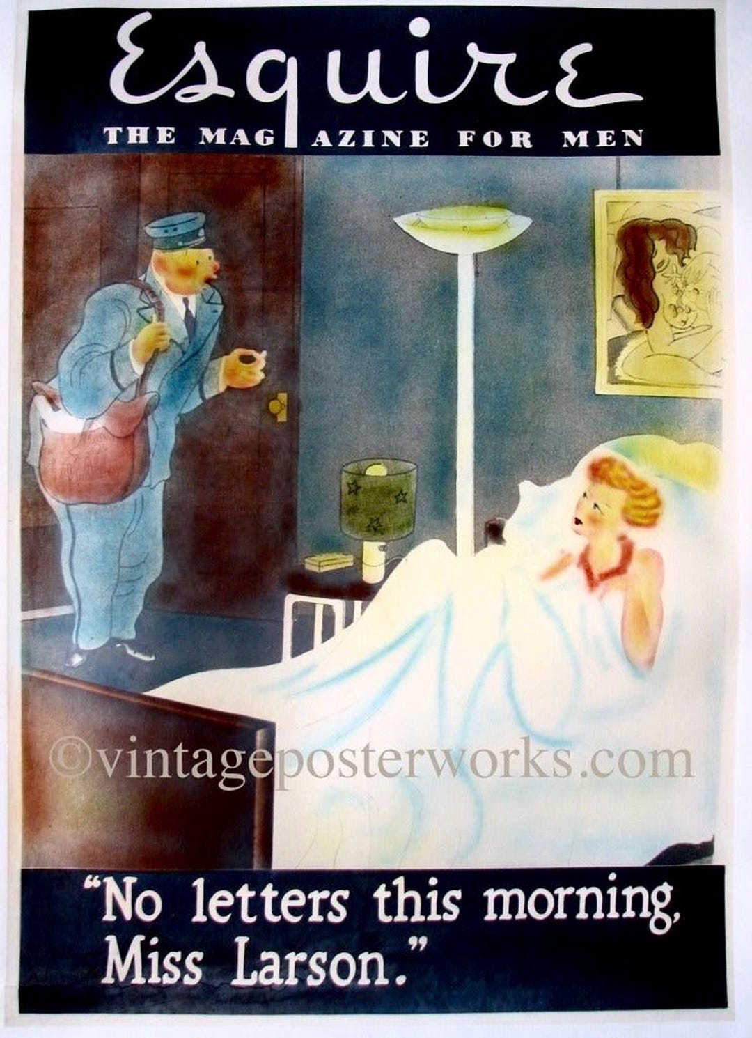 1940's Esquire Magazine Cartoonist Postman Vintage Poster - Etsy