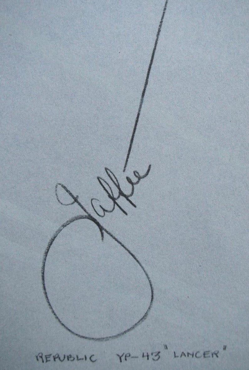 1940's Vintage WW2 Jaffee Republic YP-43 Lancer Airplane Poster Print ...