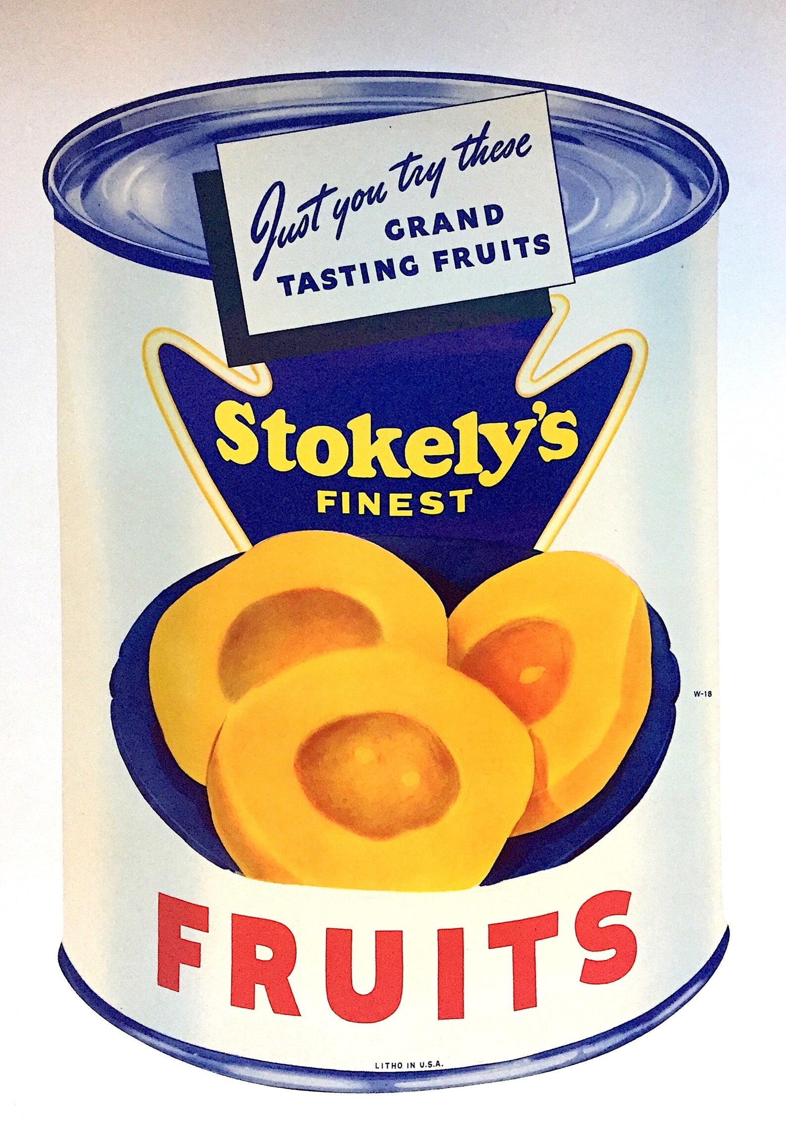 1940's Stokely's Art Deco Sliced Peaches Can Grocery Store Poster - Etsy