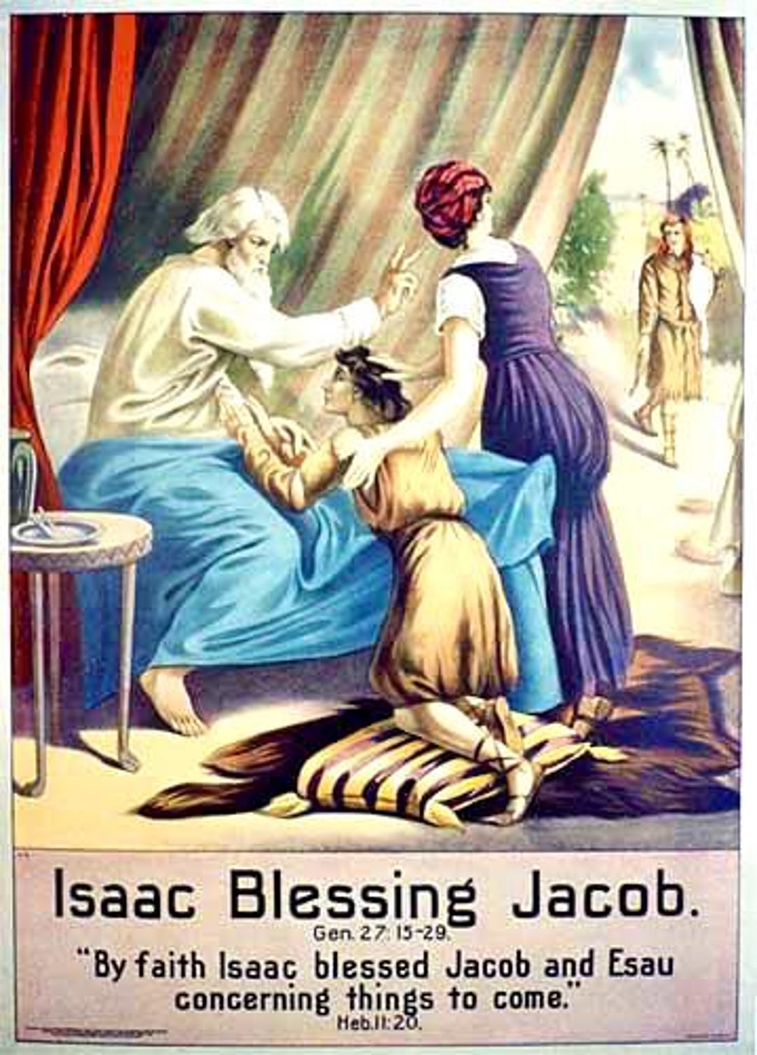 1906 Isaac Blessing Jacob Vintage Religious Bible Lithograph Poster - Etsy