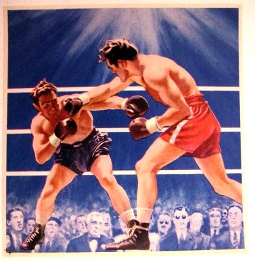 1940's Gus Lesnevich & Freddie Mills Vintage Boxing Poster Print Small ...