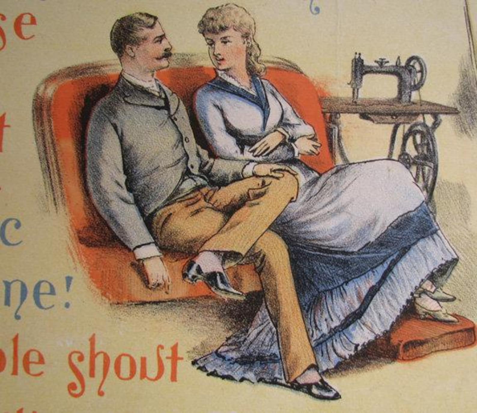 1890's Antique Domestic Sewing Machine Vintage Poster - Etsy