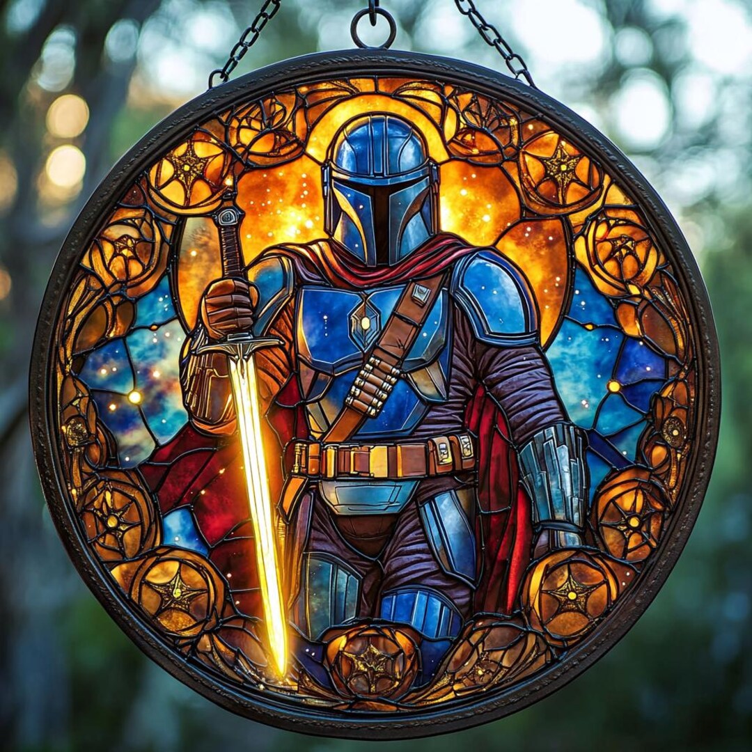 Mandalorian Faux Stained Glass Suncatcher – Epic Window Hanging With ...