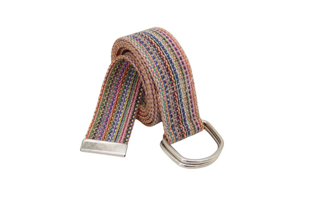 Unisex Colorful Cotton Webbing Belt, D Ring 1.5" Woven Belts, Canvas ...