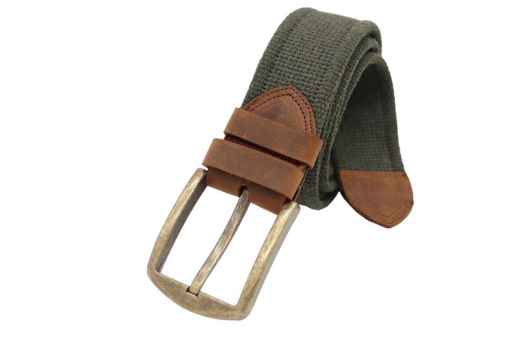 Square Pin Buckle Green Woven Belt ,casual Stylish Leather Canvas Belt ...
