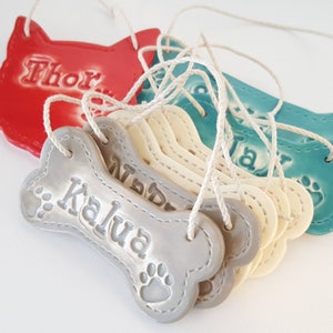 Personalized Ceramic Dog Bone Christmas Ornament, Custom Clay Dog Bone ...