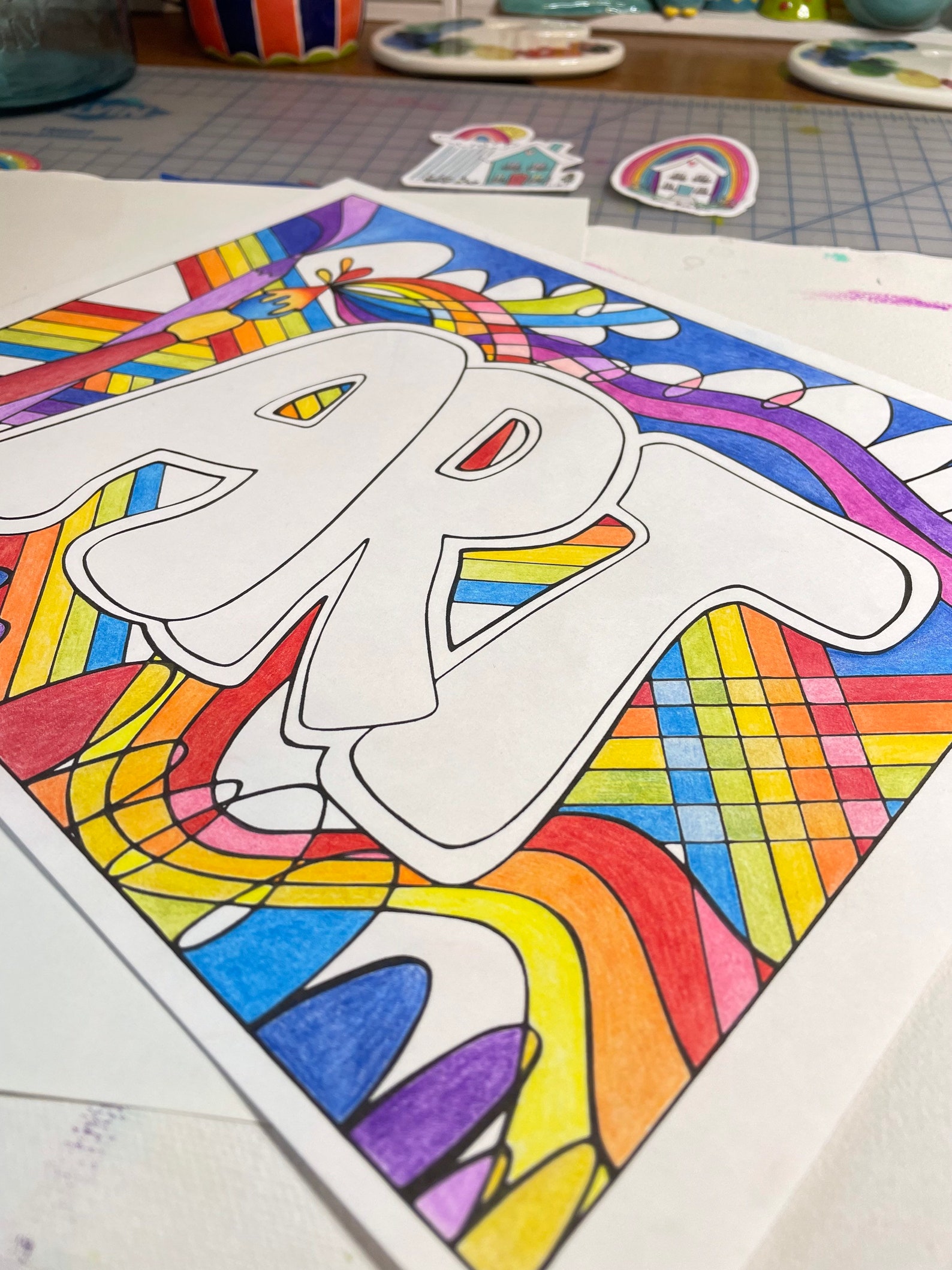 Printable Coloring Page With Word Art and Abstract Designs - Etsy Canada