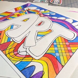 Printable Coloring Page With Word Art and Abstract Designs, Doodling ...