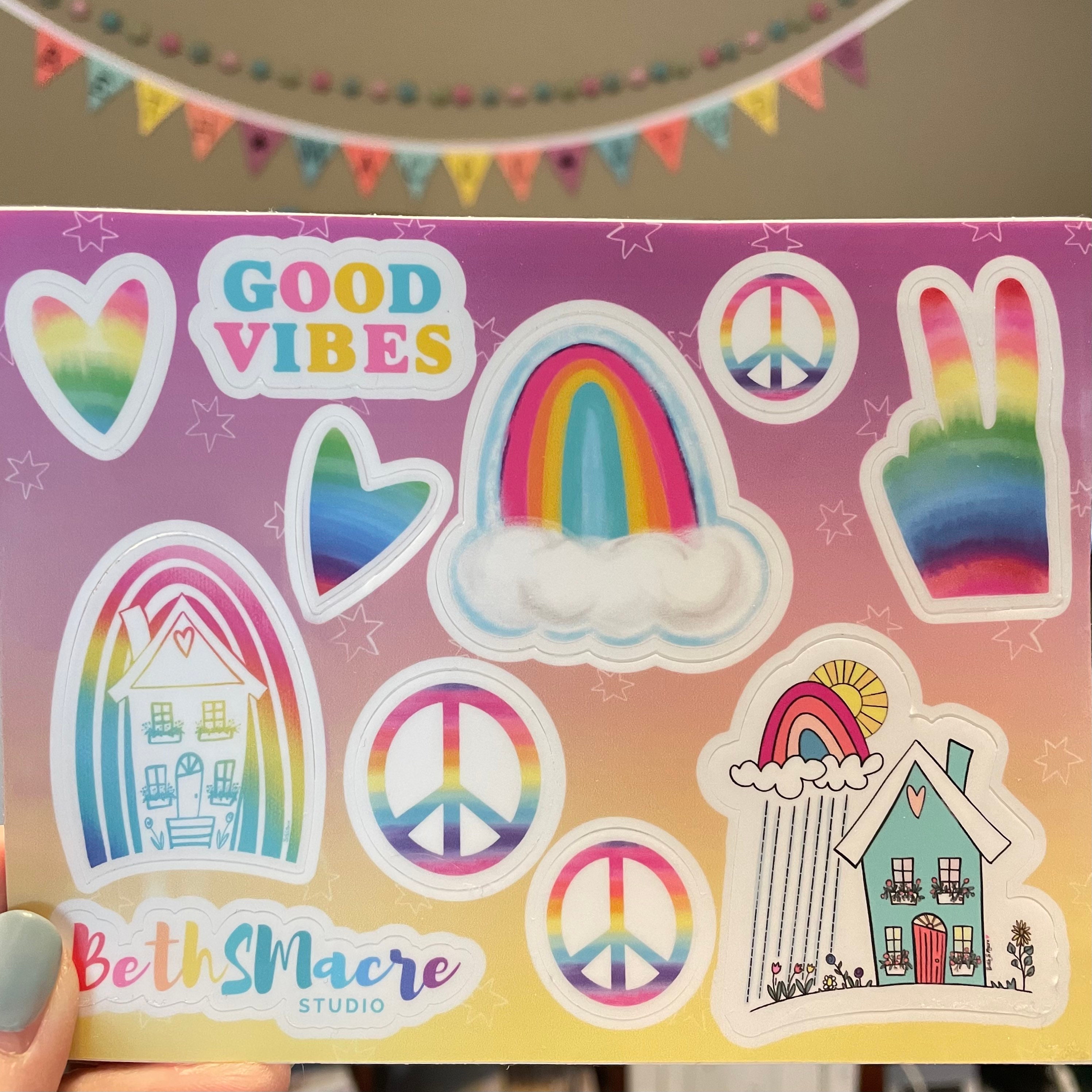 Rainbow Theme Vinyl Sticker Sheet Sticker for Laptops Water - Etsy UK