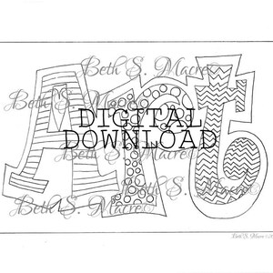 Printable Coloring Page Word Art Drawing Design, Digital Download Print ...