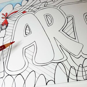 Printable Coloring Page With Word Art and Abstract Designs, Doodling ...