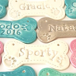 Personalized Ceramic Dog Bone Christmas Ornament, Custom Clay Dog Bone ...