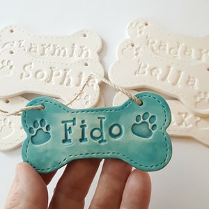 Personalized Ceramic Dog Bone Christmas Ornament, Custom Clay Dog Bone ...