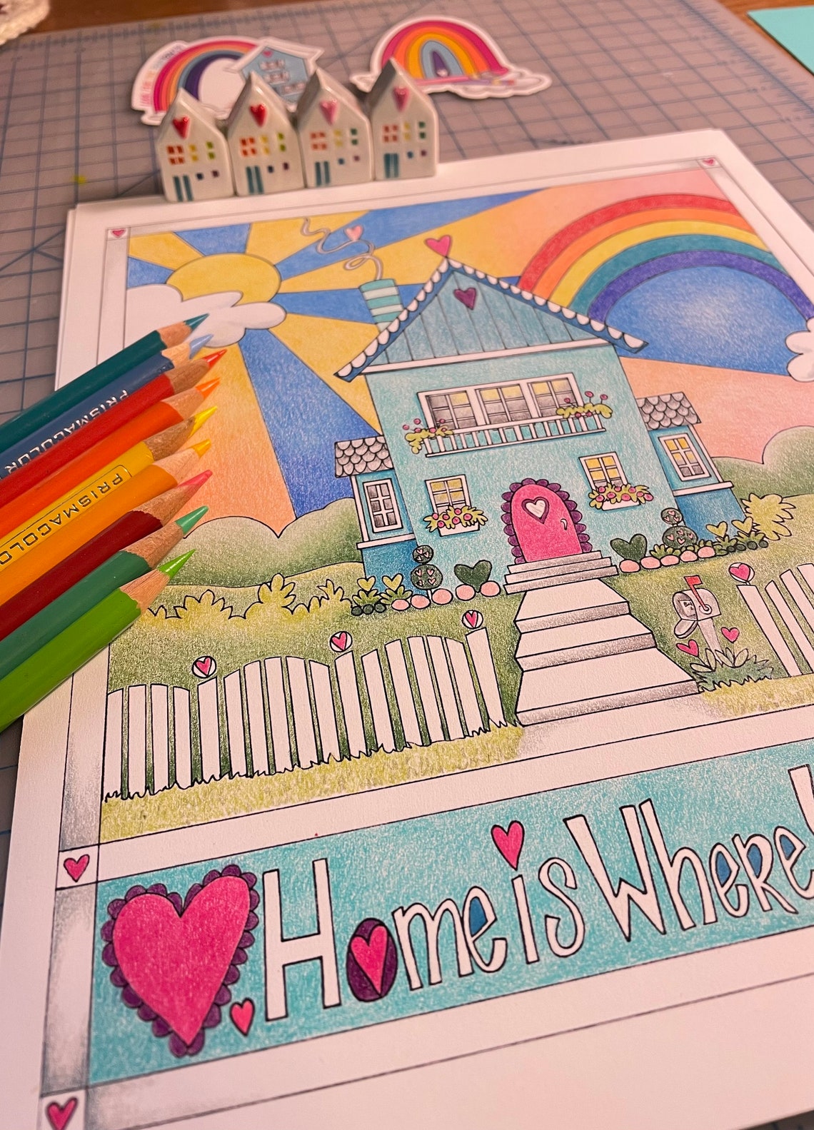 Heart House Coloring Page Digital Download Home is Where You - Etsy