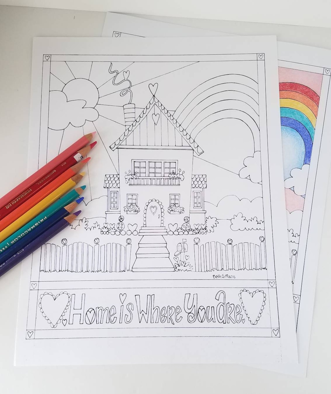Heart House Coloring Page Digital Download Home is Where You - Etsy