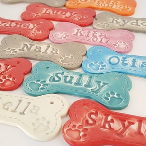 Personalized Ceramic Dog Bone Christmas Ornament, Custom Clay Dog Bone ...