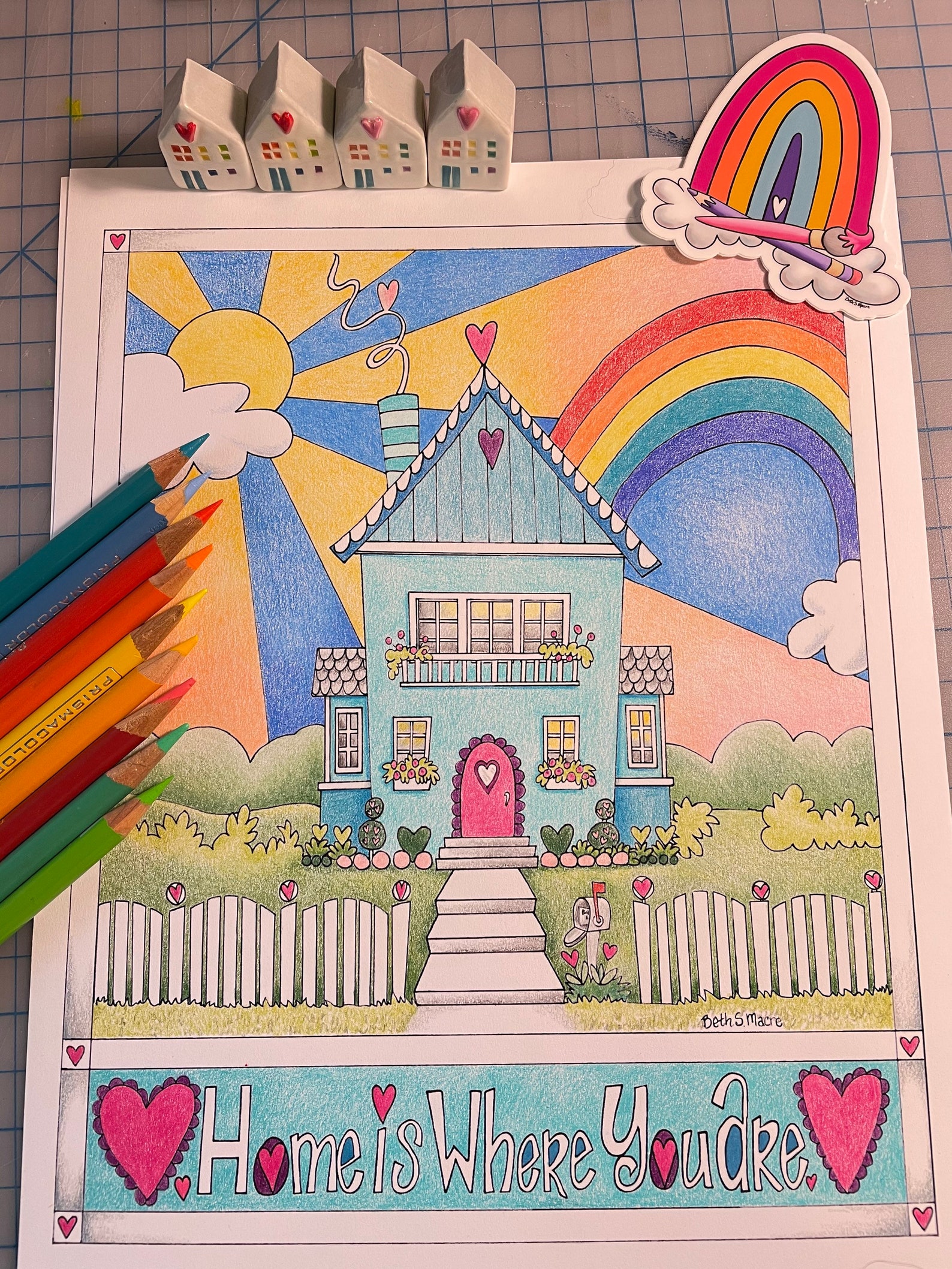 Heart House Coloring Page Digital Download Home is Where You - Etsy