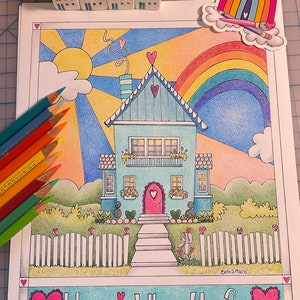 Heart House Coloring Page Digital Download, Home is Where You Are ...