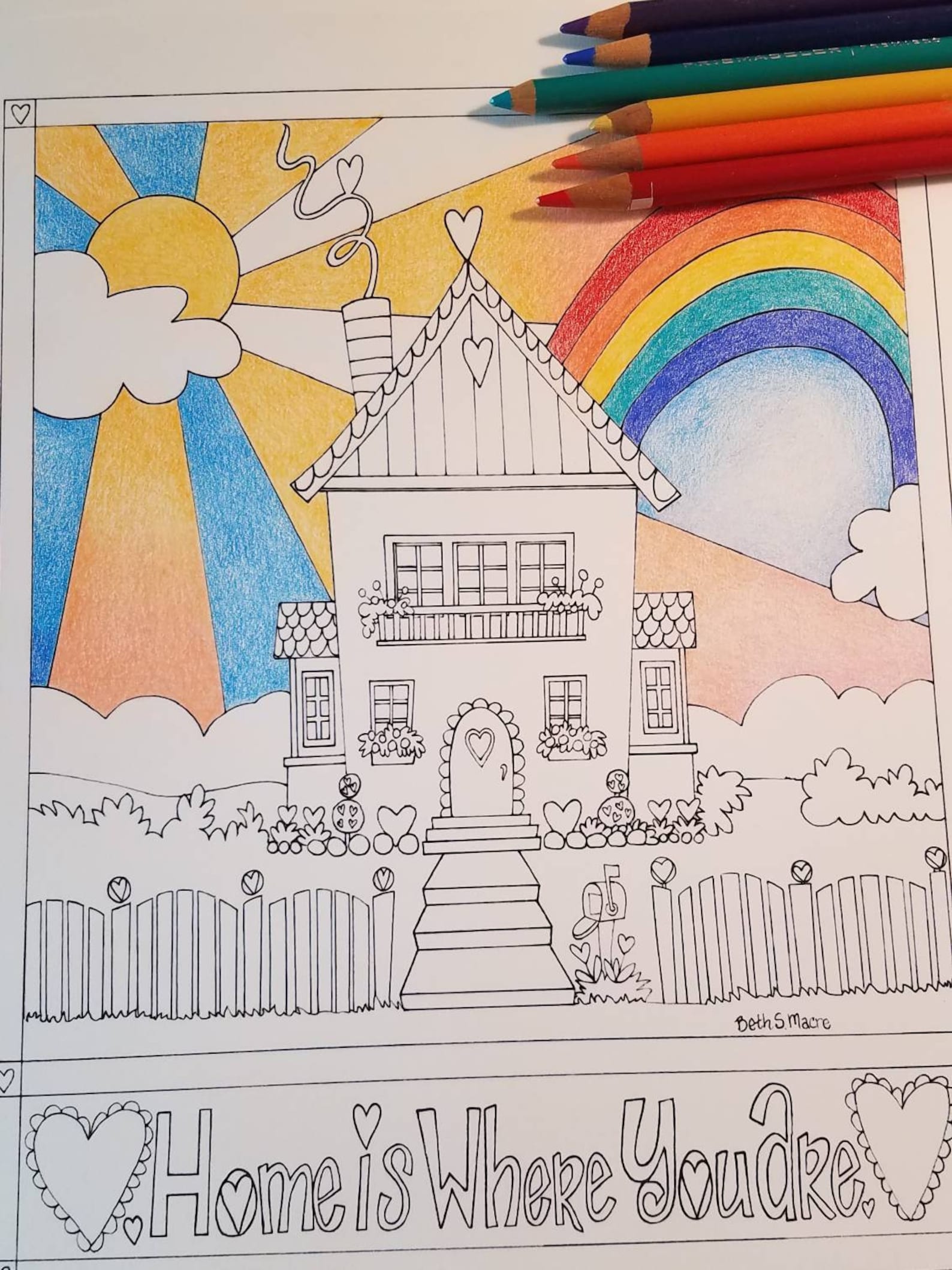 Heart House Coloring Page Digital Download Home is Where You - Etsy