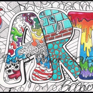 Color Digital Art Print, Word Art Design, Digital Download, Pen and Ink ...