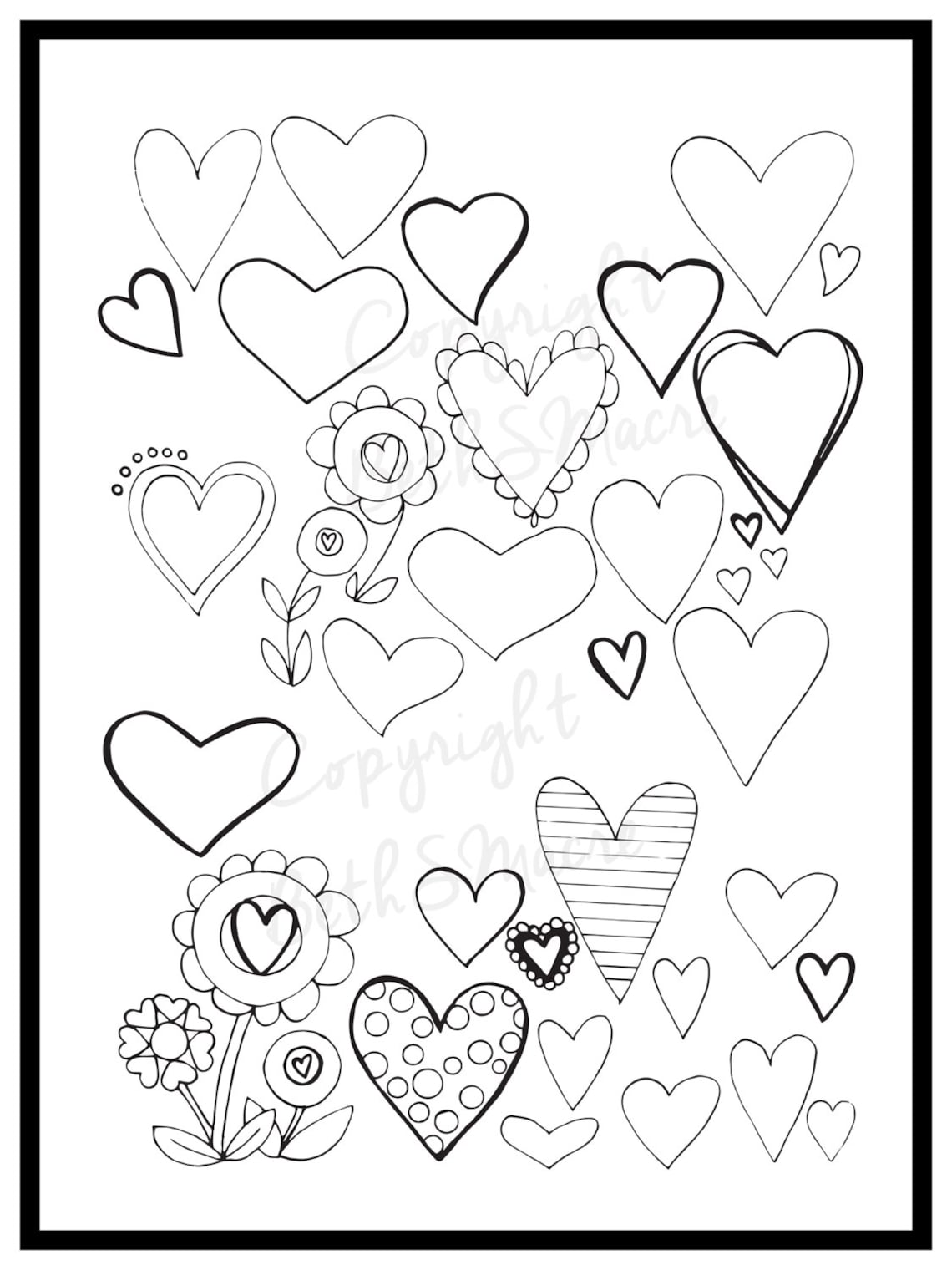 Printable Digital Print of Drawing Hearts Digital Download | Etsy