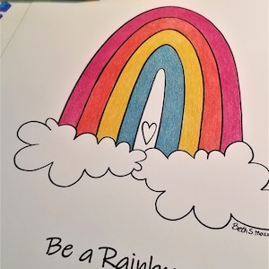 Rainbow Art Coloring Page Set of 3, Be A Rainbow, Always Be Kind ...