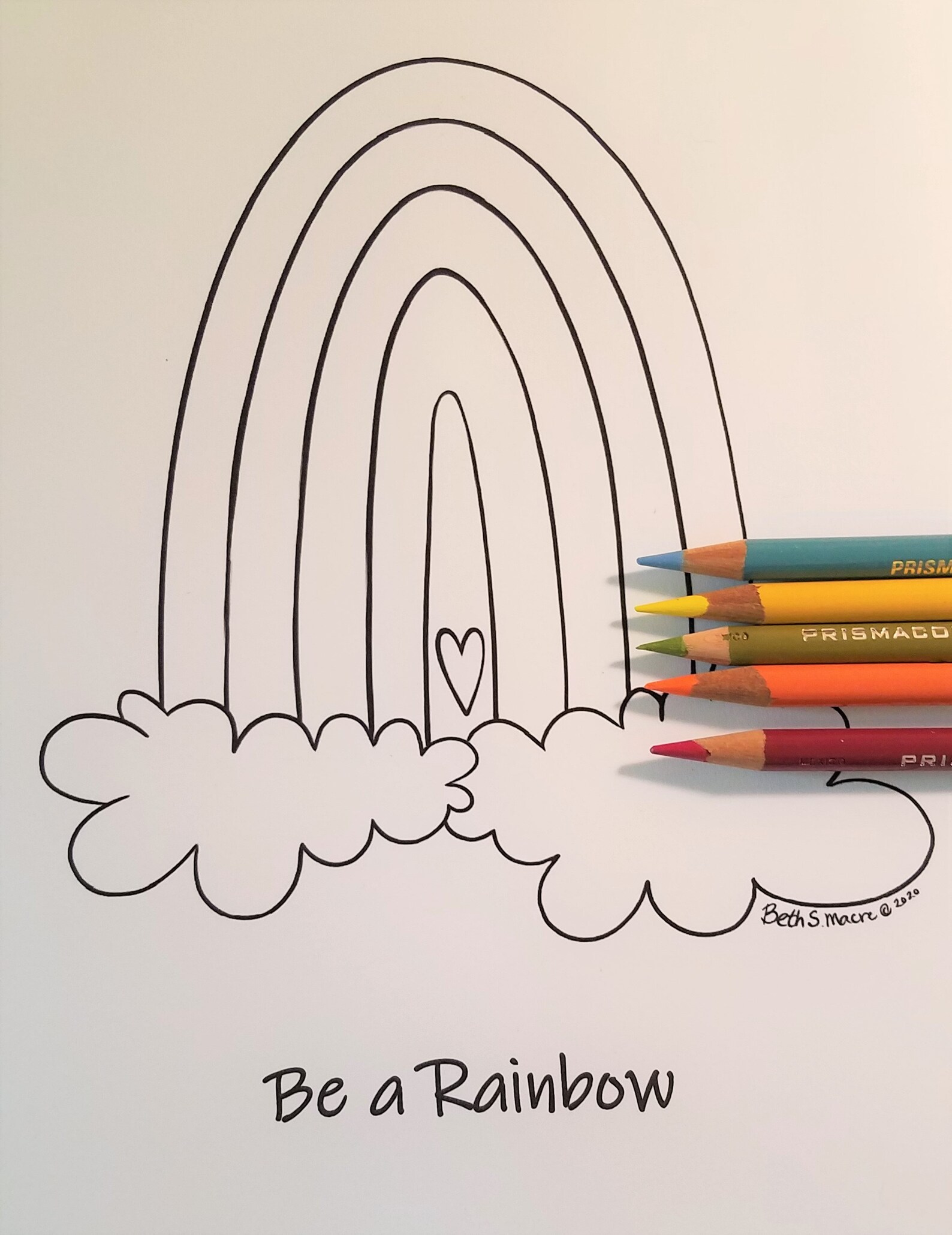 Rainbow Art Coloring Page Set of 3 Be A Rainbow Always Be - Etsy