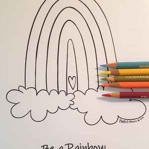 Rainbow Art Coloring Page Set of 3, Be A Rainbow, Always Be Kind ...