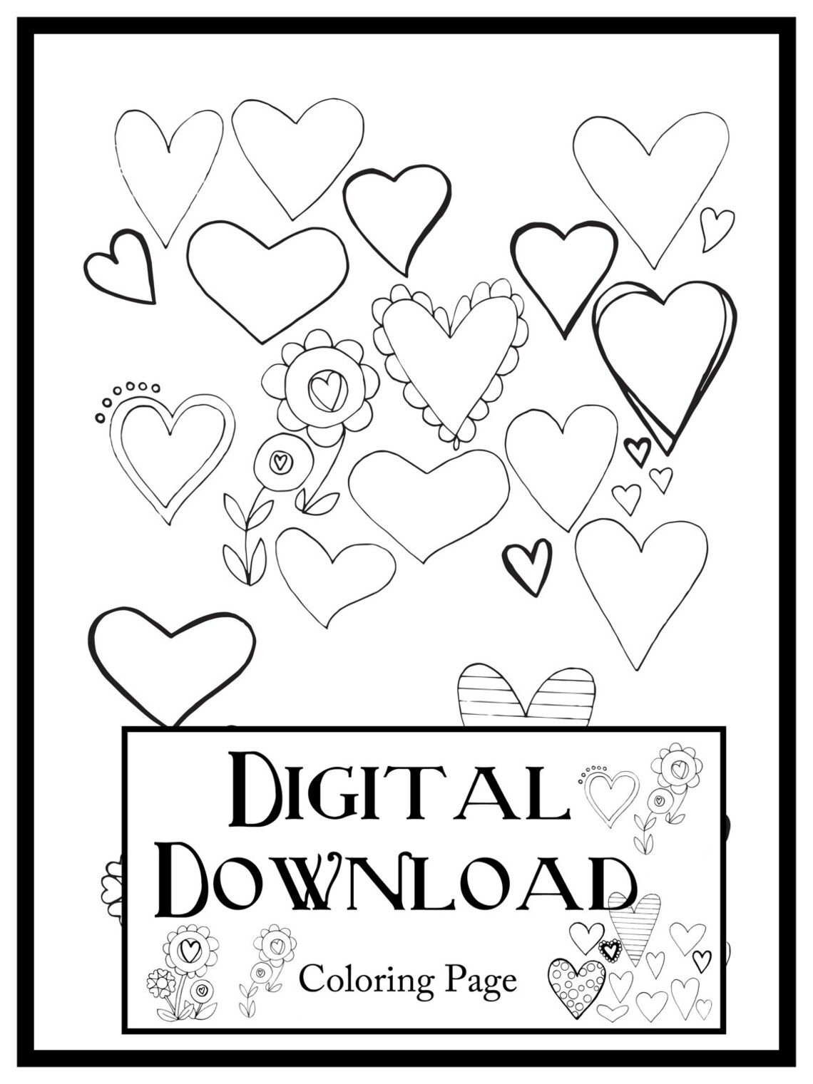 Printable Digital Print of Drawing Hearts Digital Download | Etsy