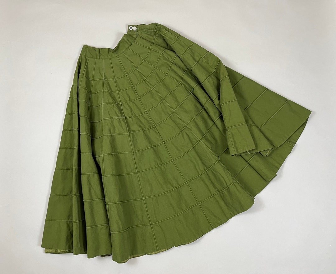 Vintage 1950's Modern Jr Gale & Gale Green Windowpane Cotton Circle ...