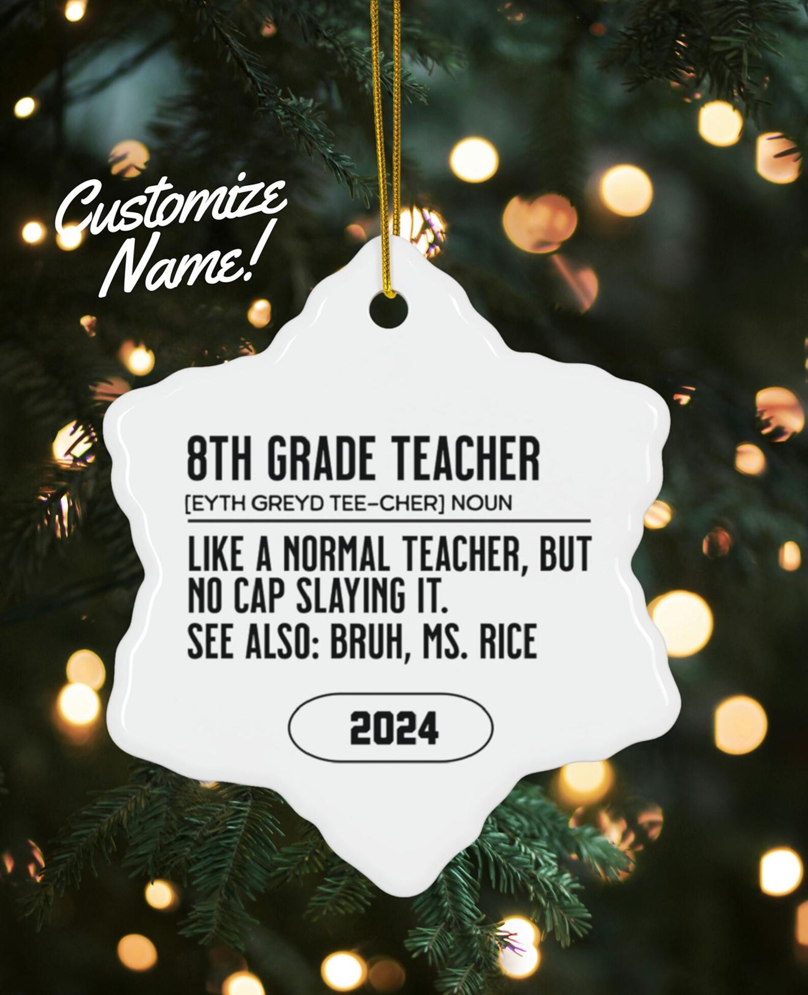 Eighth Grade Teacher Middle School Teacher Gift Ornament, 8th Grade ...
