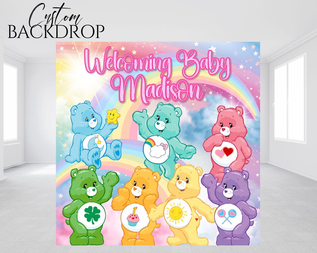 Care Bears Backdrop Care Bears Banner Birthday Backdrop Baby Shower ...